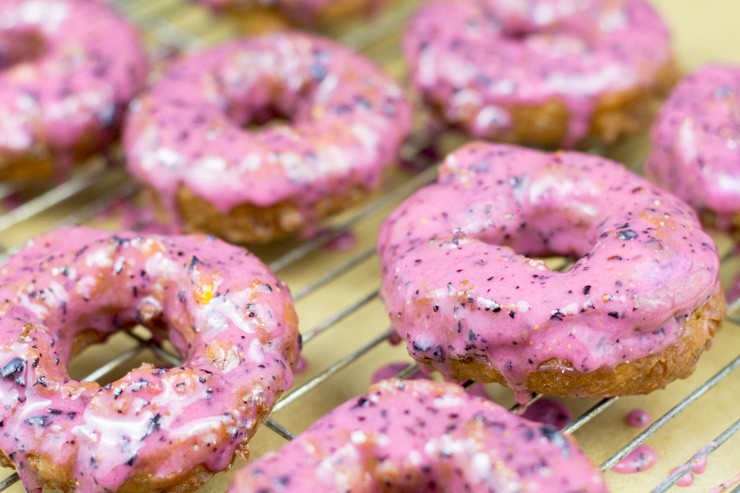 Blueberry Glazed Peppered Corn Doughnuts | Southern FATTY