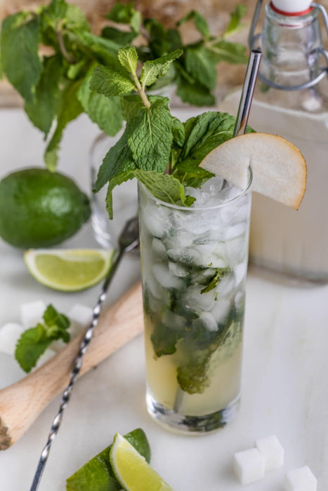 Asian Pear Mojito Cocktail + Mocktail | Southern FATTY