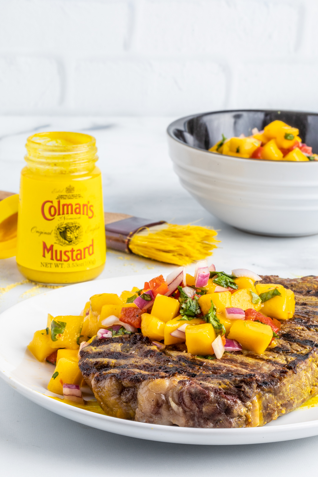 Mustard Grilled Steak with Mango Salsa | Southern FATTY