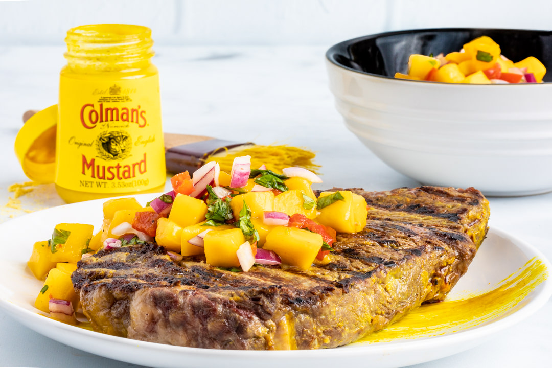 Mustard Grilled Steak with Mango Salsa | Southern FATTY