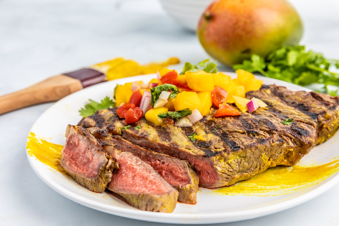 Mustard Grilled Steak with Mango Salsa | Southern FATTY