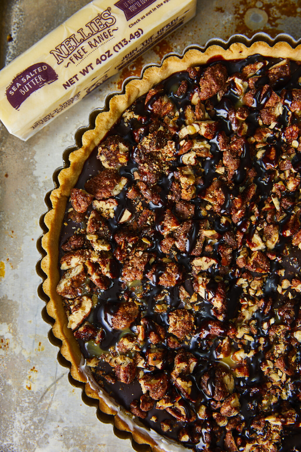 Melted Ice Cream Chocolate Tart with Pecans | Southern FATTY