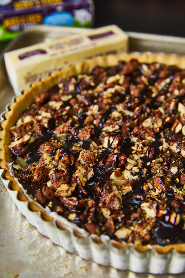 Melted Ice Cream Chocolate Tart with Pecans | Southern FATTY