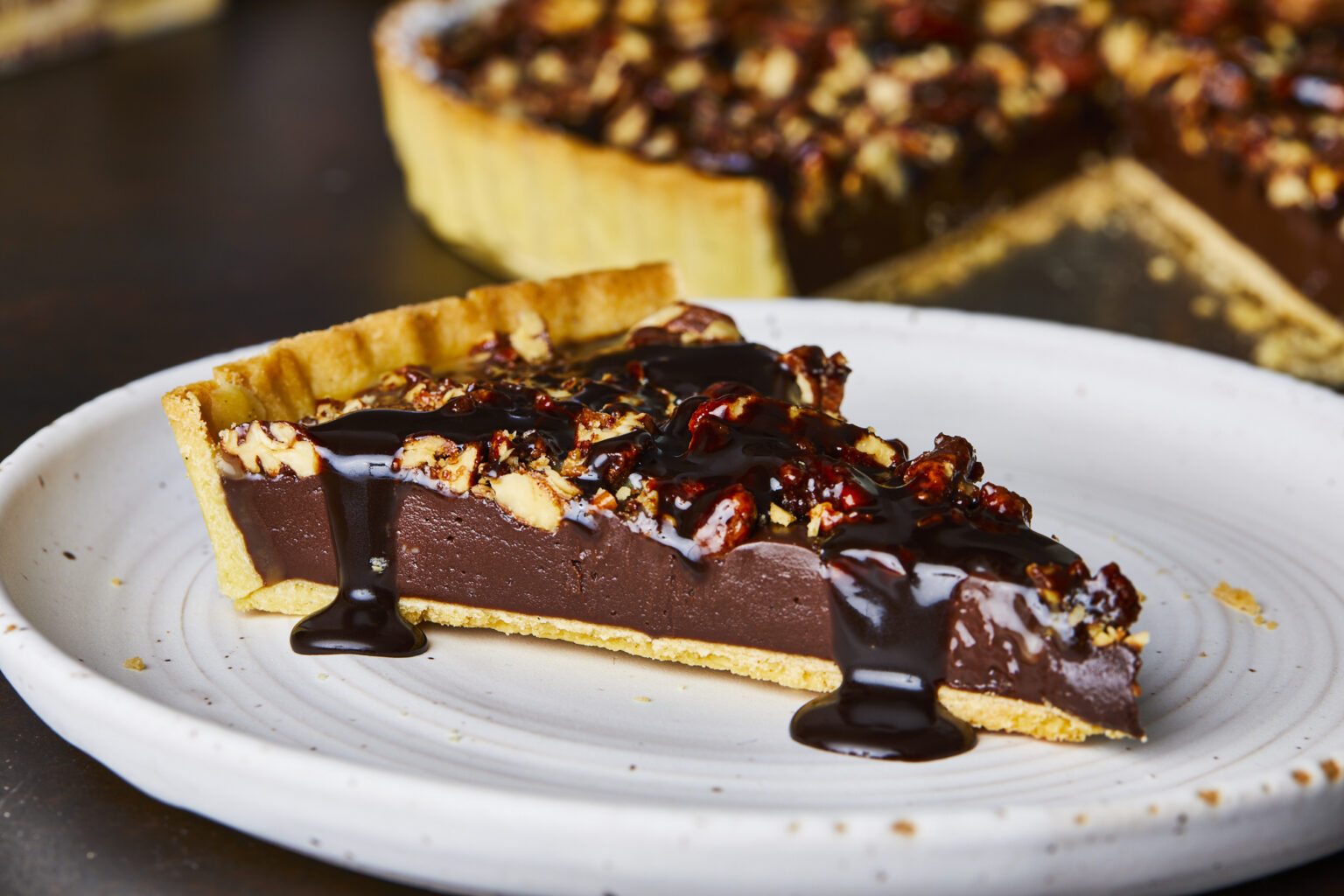 Melted Ice Cream Chocolate Tart with Pecans | Southern FATTY